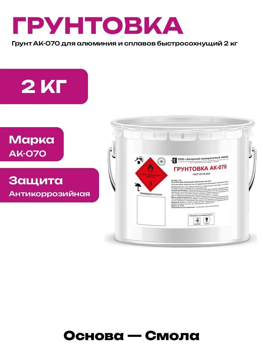 Грунтовка АК-070 быстросохнущая для всех видов металла 2 кг