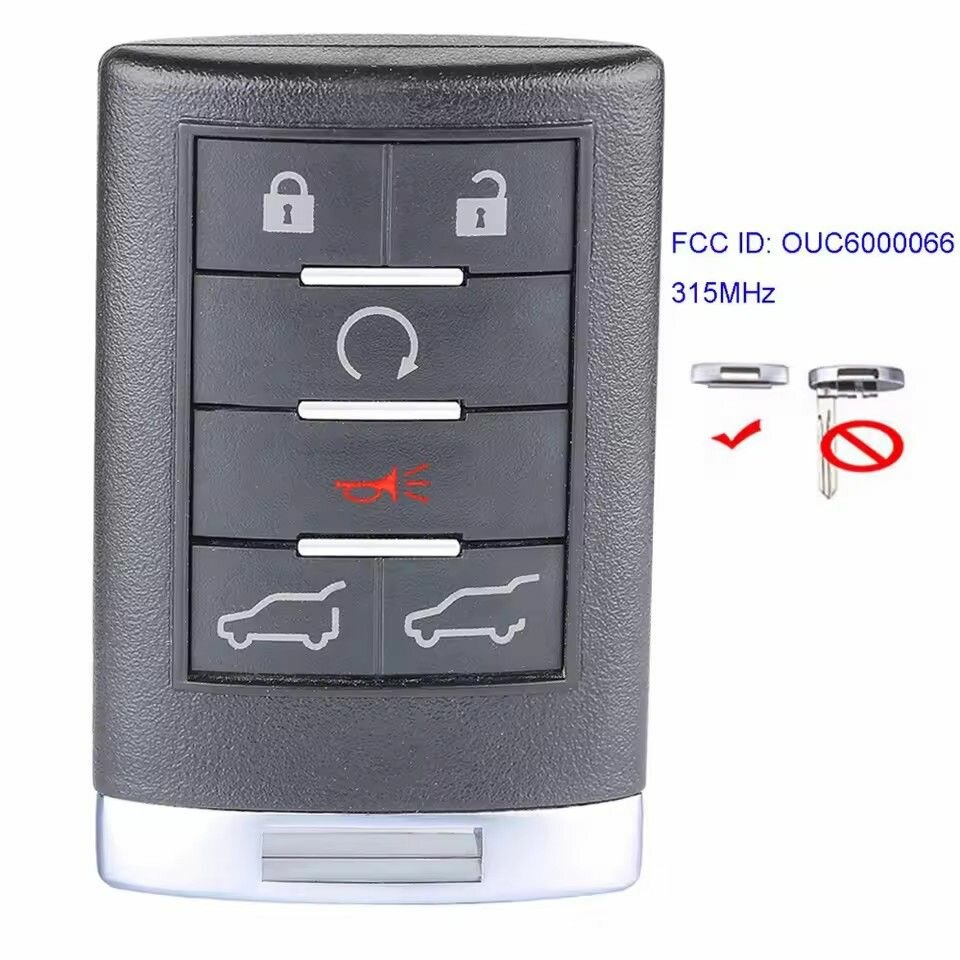 Умный дистанционный ключ 6 кнопок для Cadillac Escalade 2008–2014, Chevy Tahoe 2007–2014, GMC Yukon 2007–2014 (FCC OUC6000066, 315 МГц)