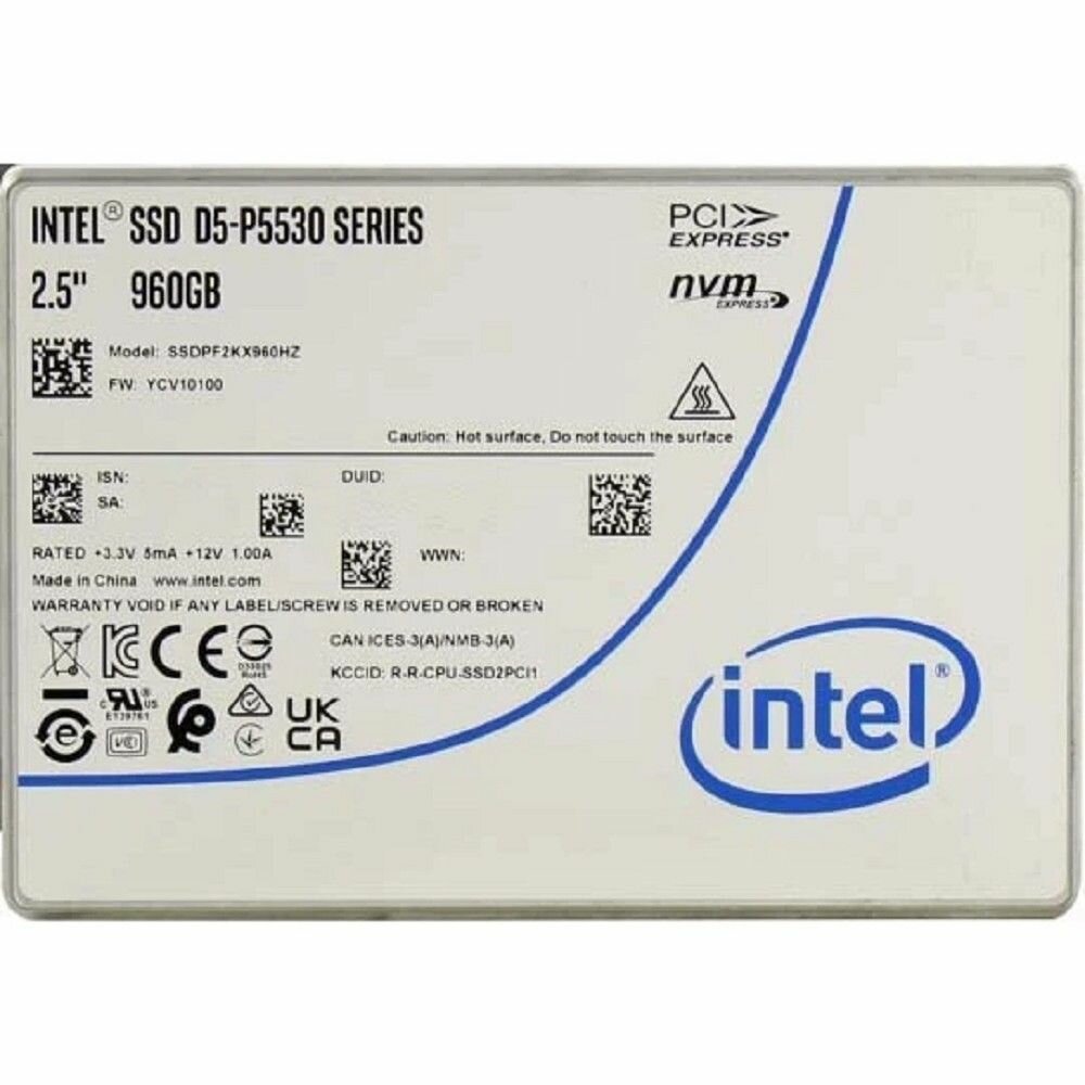 Intel 960 ГБ Внутренний SSD-диск , U.2, PCI-E 4.0 16 Гбит/с (SSDPF2KX960HZN1)