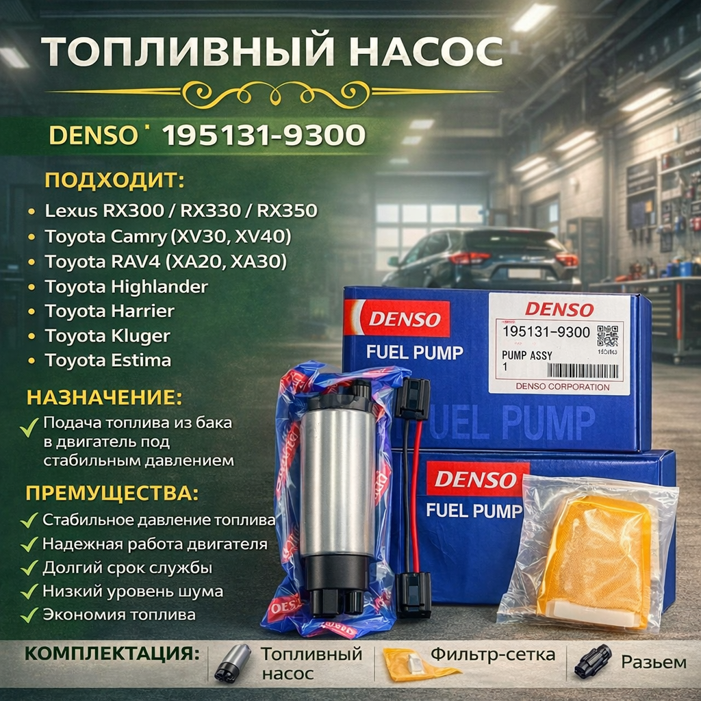 Насос топливный DENSO 195131-9300 для Hyundai, Kia, Honda, Nissan