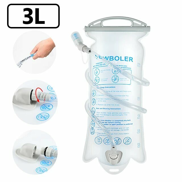 NEWBOLER 3L Вращающийся быстросъемный водный мешок для бега, походов, трекинга, белый - портативный гидратационный