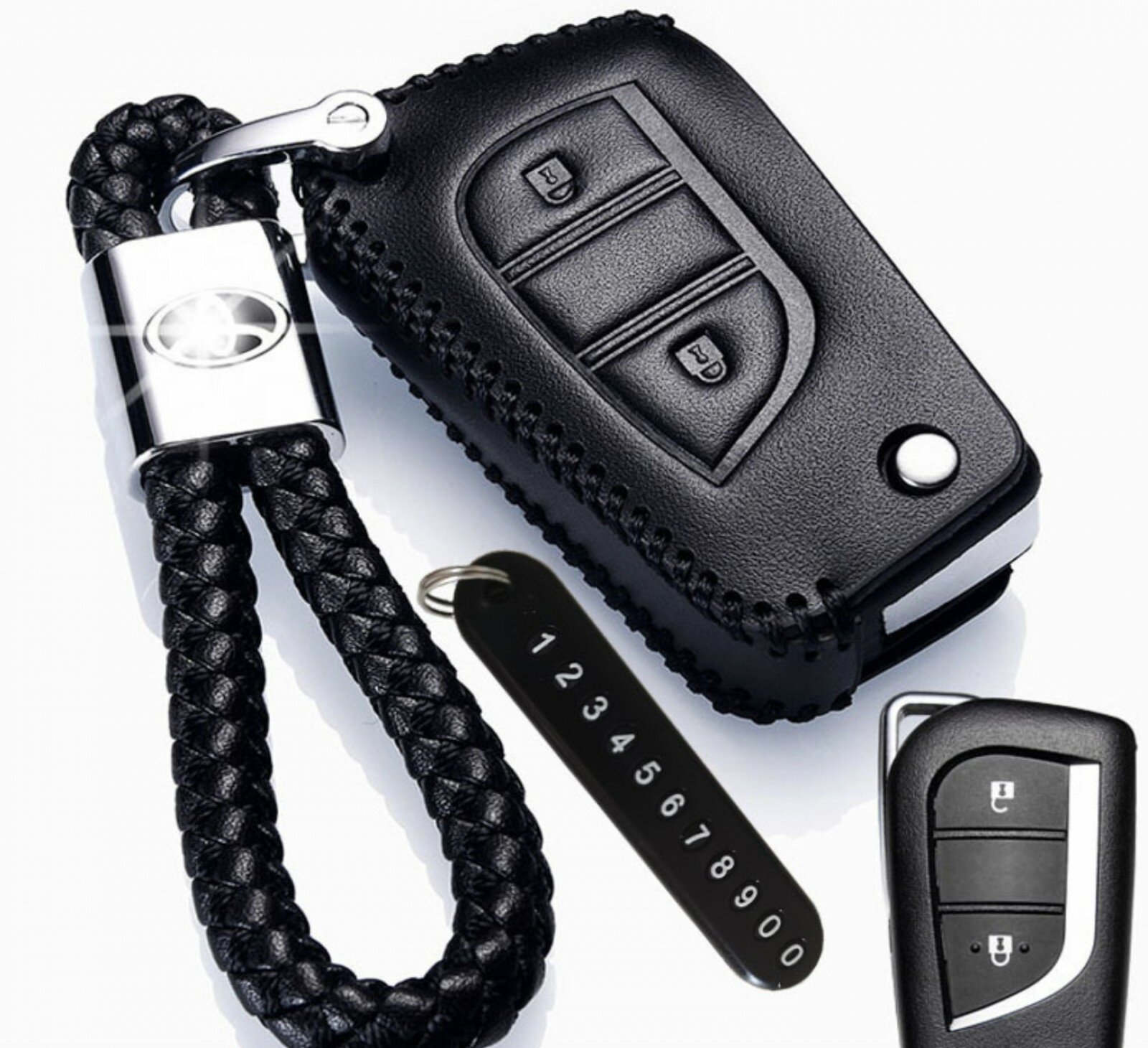 Защитный кожаный чехол-брелок MyPads для смарт ключа Toyota Corolla Camry RAV4 Land Cruiser Prado Highlander