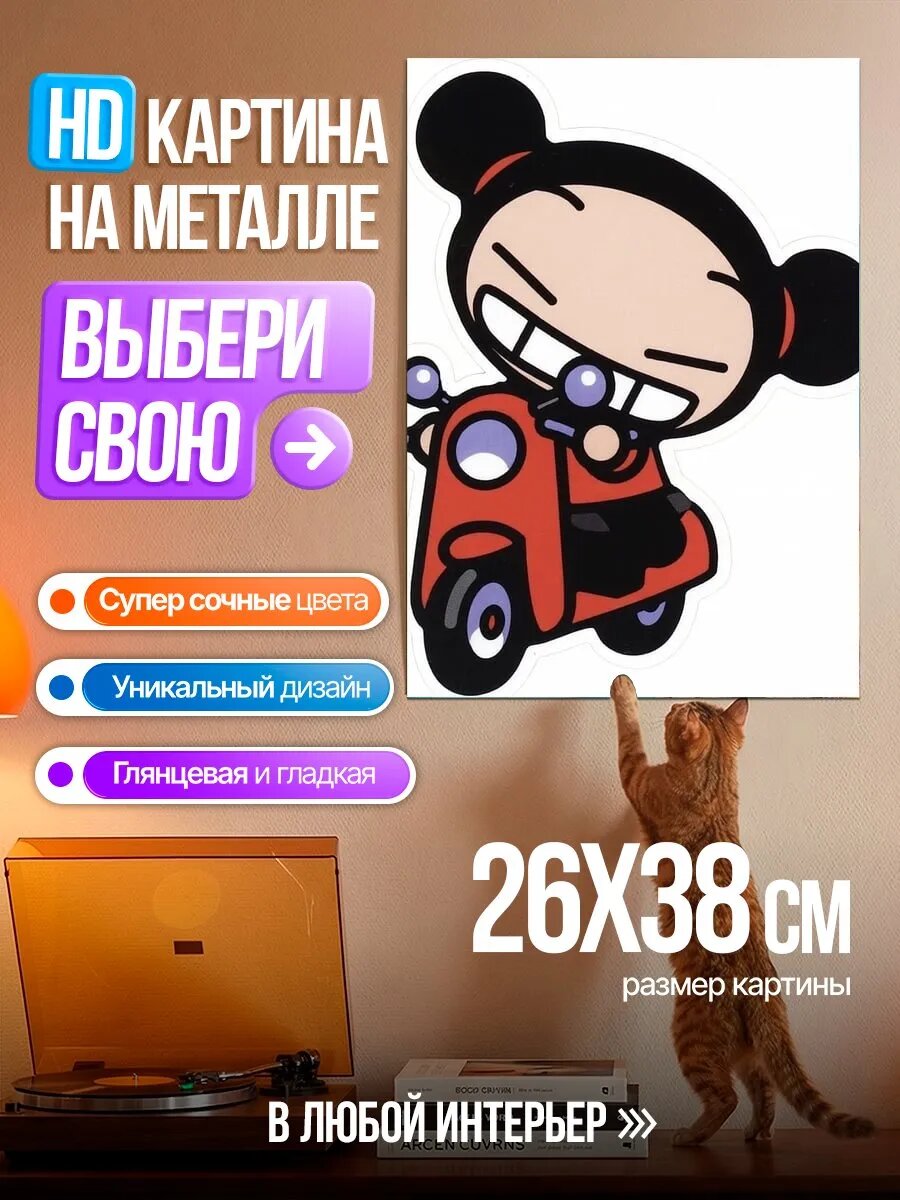 Картина на HD металле Пукка на скутере