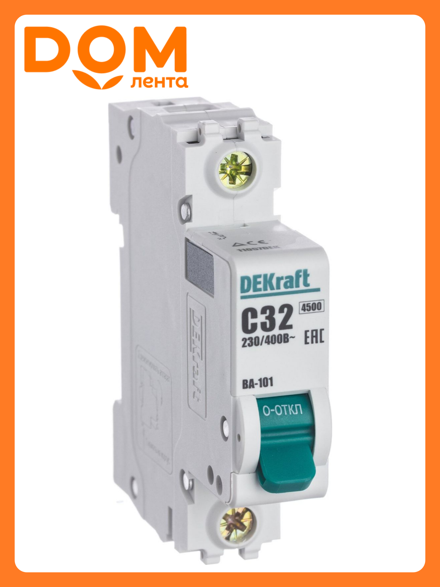 Автоматический выключатель DEKRAFT ВА-101 1P C32 A 4,5 кА
