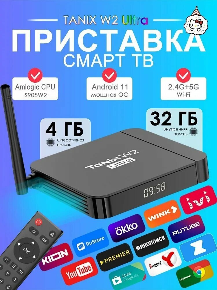 Медиаплеер Tanix W2 Ultra 4/32GB S905W2 смарт ТВ приставка Android 11 Караоке система