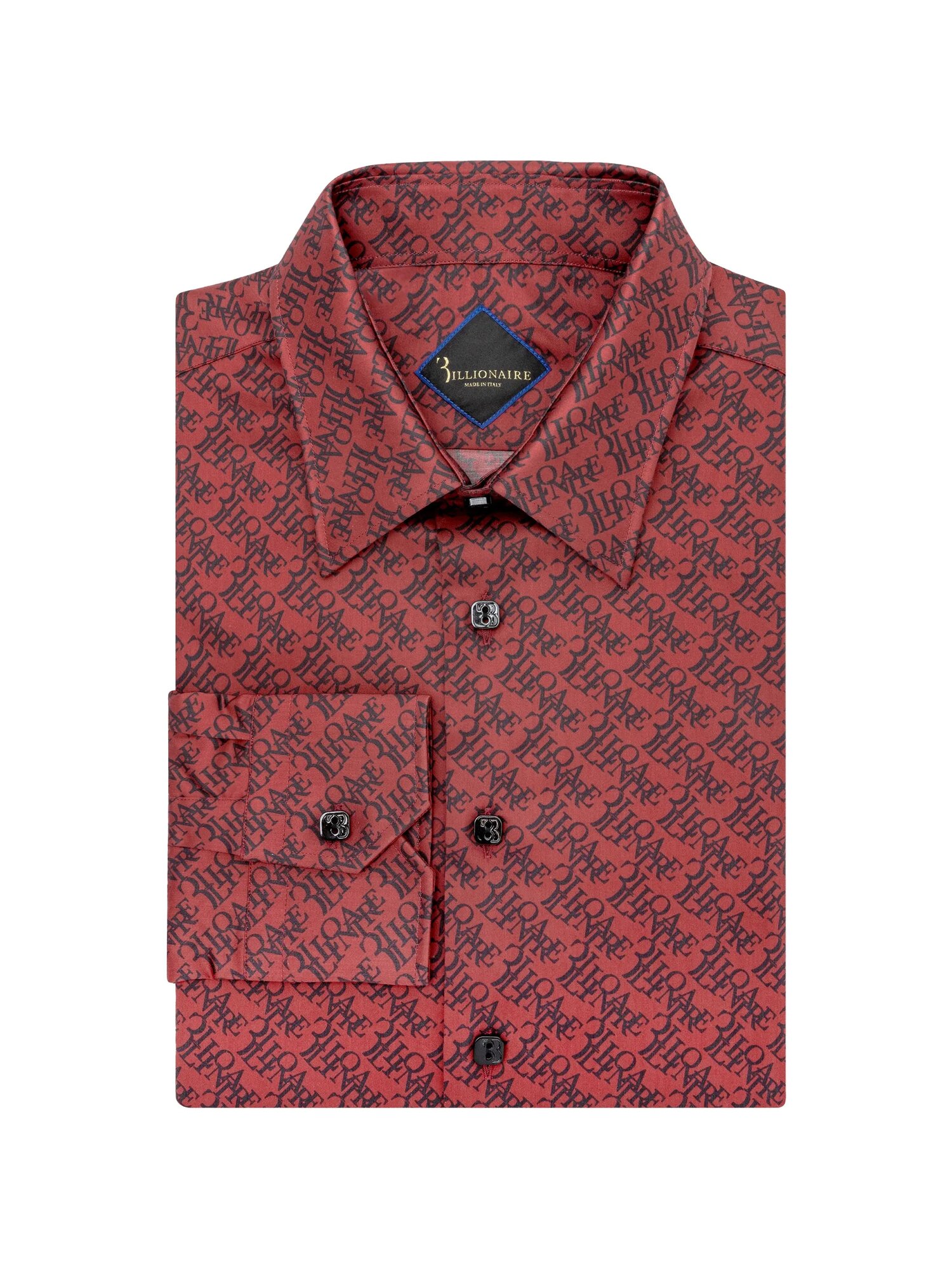 Рубашка Billionaire Leaf-collar patterned shirt, размер XS, красный — фото 1