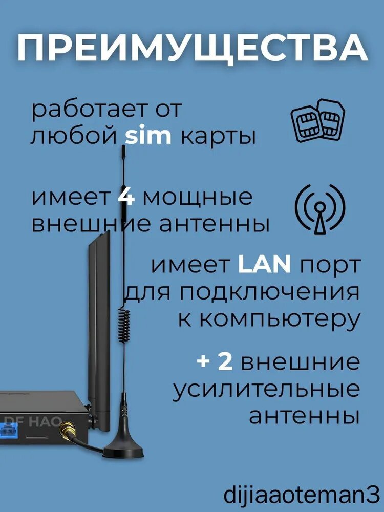 Роутер wifi с сим картой 4G LTE с внешними выносными антеннами ED126