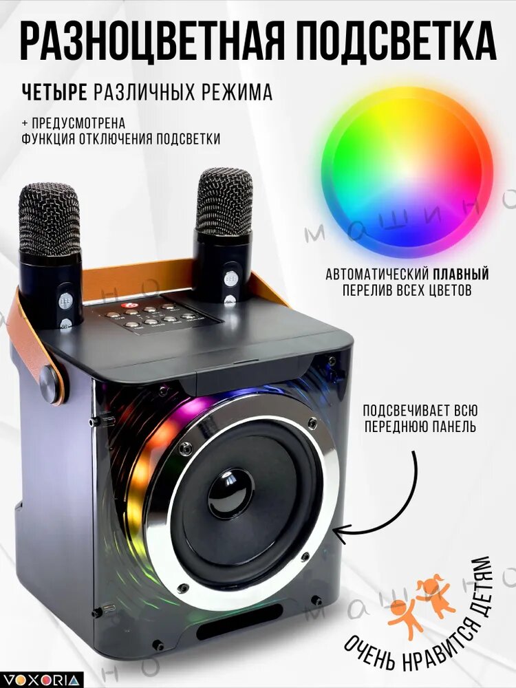 Караоке-система VOXORIA с двумя микрофонами, функцией подсчета баллов и пультом ДУ