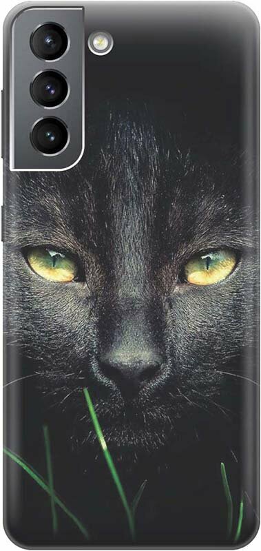 Ультратонкий силиконовый чехол-накладка для Samsung Galaxy S21 с принтом "Кошка в темноте"