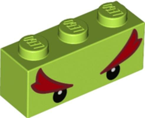 Деталь Lego 3622pb122 Brick 1 x 3 with Black Eyes and Large Red Eyebrows Pattern (Super Mario Bowser Jr. Upper Face)