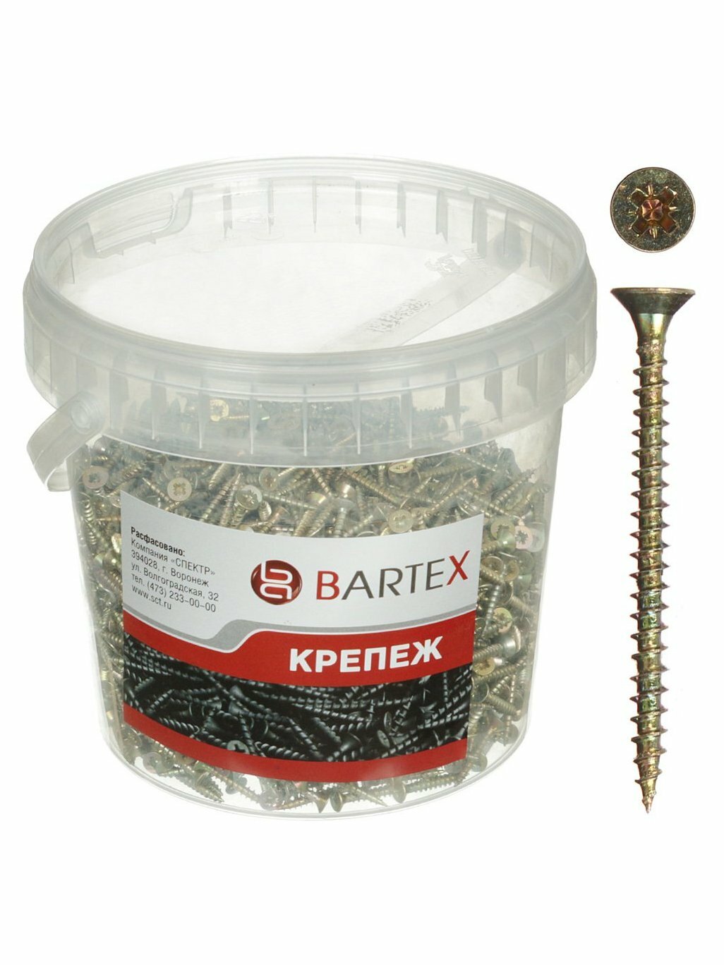 Саморез универсальный Bartex 4х50 мм, 250 штук, оцинкованный, в банке. Надежный крепеж для строительных и ремонтных работ