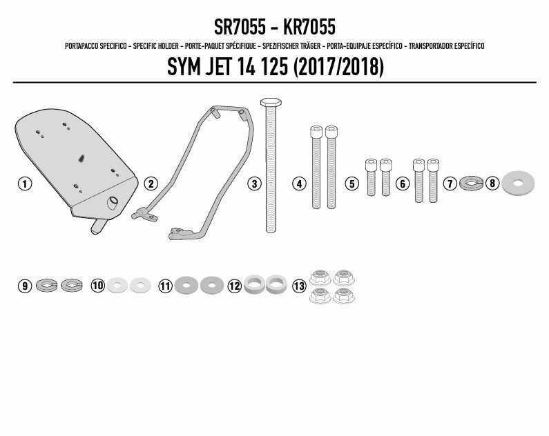 Крепление верхнего кофра GIVI SR7055 для SYM JET 14 125-200 '17-20