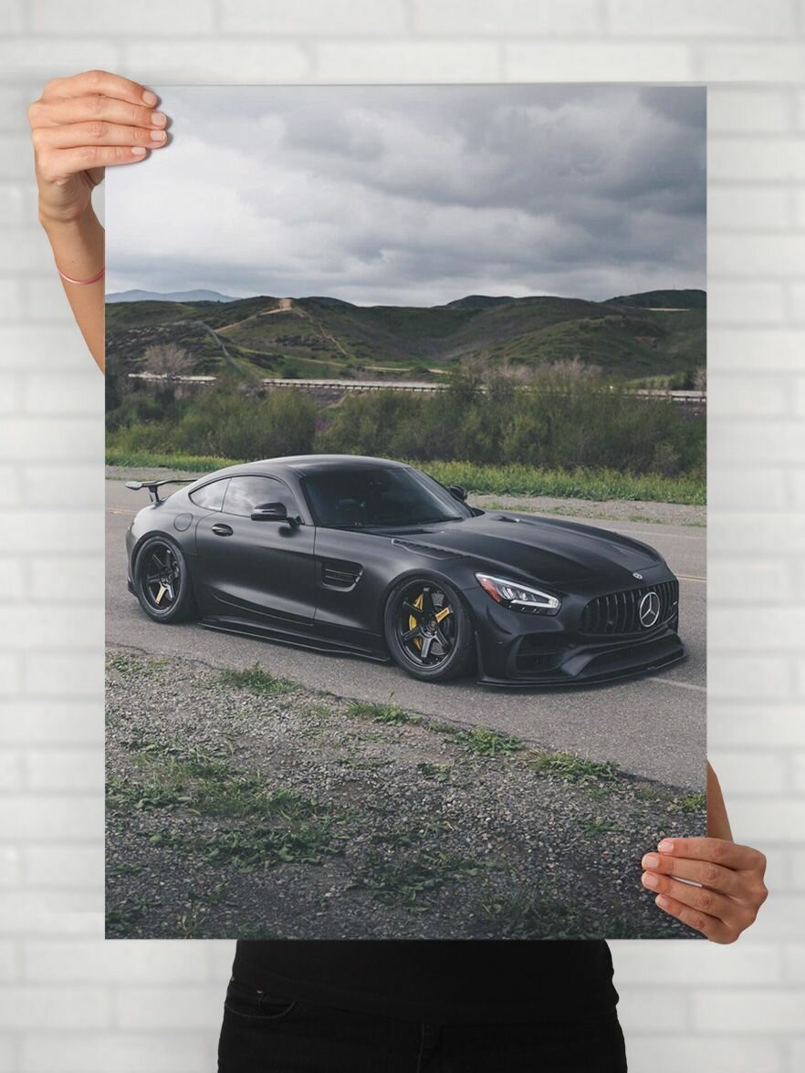 Плакат на стену для интерьера Легенды Авто (Мерседес Бенц AMG GT Блэк Серии - Mercedes Benz AMG GT Black Series 1) A2 (42x61 см)