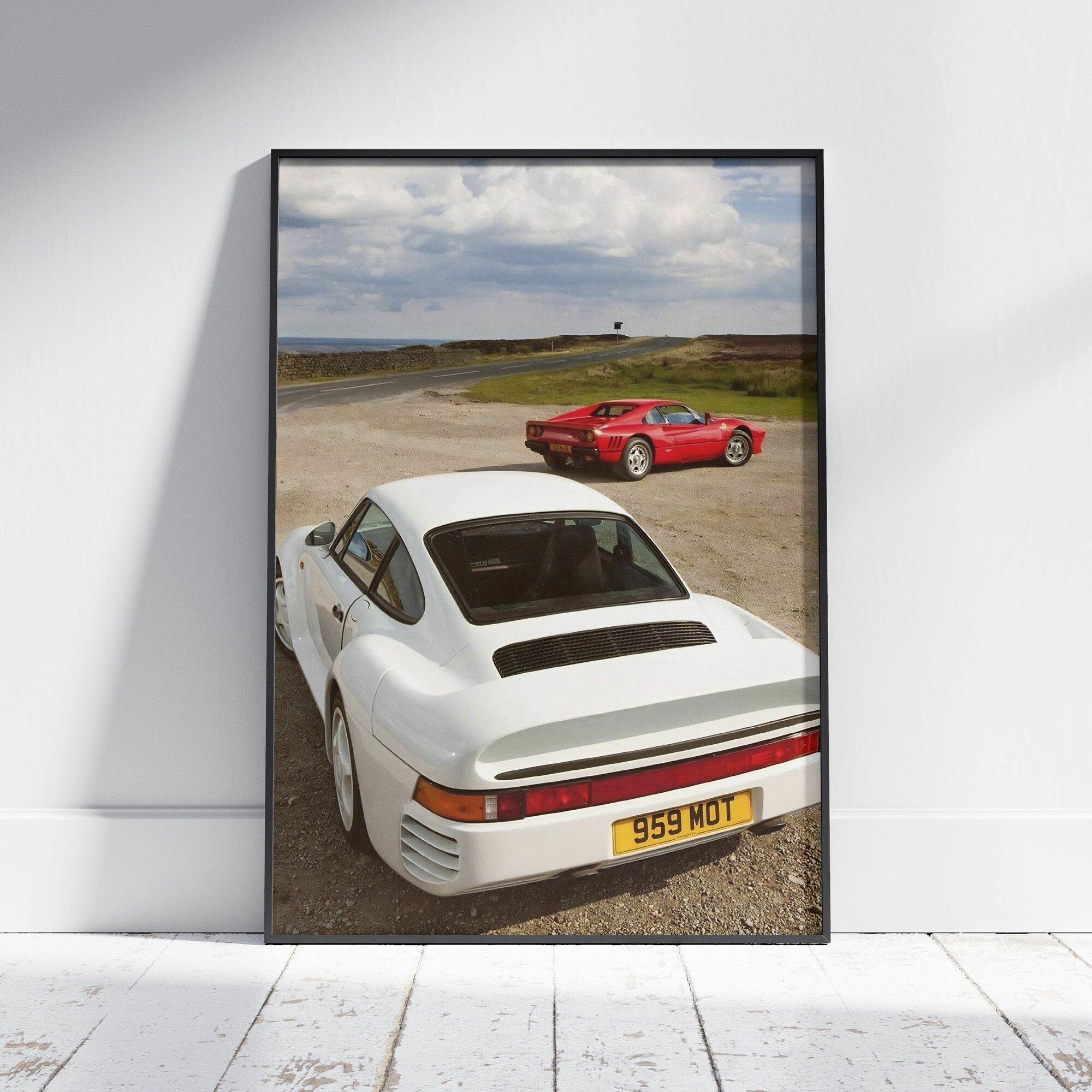 Плакат на стену для интерьера Культовые машины (Porsche 959 5) - Постер по легендарным и классическим ретро автомобилям формата А4 (21x30 см)