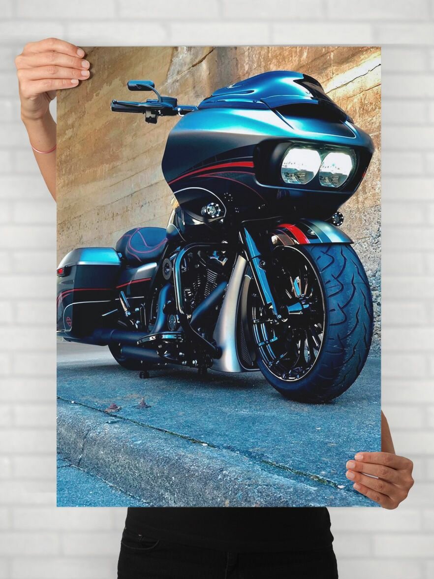 Плакат на стену для интерьера Авто и Мото (Харлей Дэвидсон Роуд Глайд FLTR - Harley Davidson Road Glide FLTR) A2 (42x61 см)