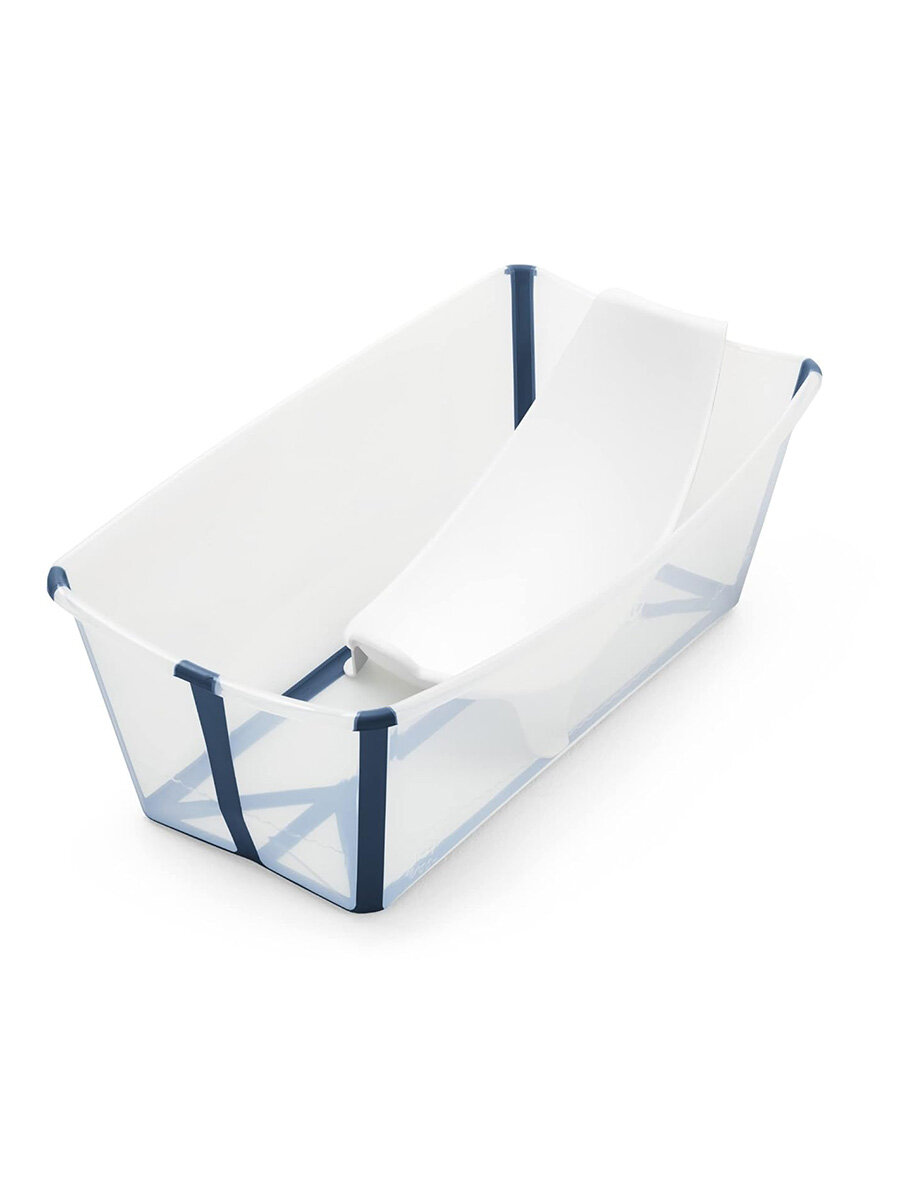 Ванночка с горкой Stokke Flexi Bath Bundle, Tub with Newborn Support Transparent Blue 531504