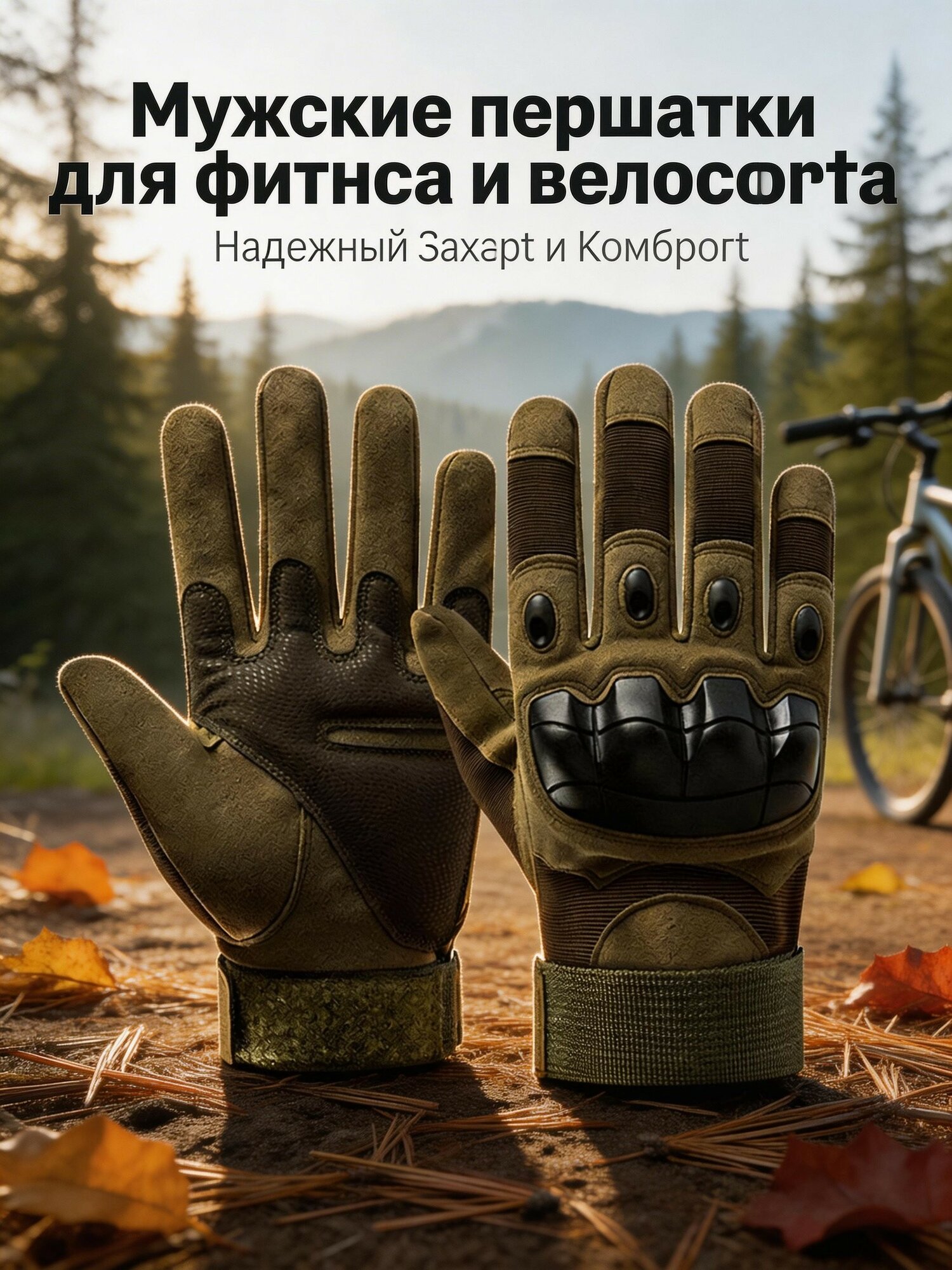 Мужские перчатки для фитнеса и велоспорта, тактические Softshell с полными пальцами, противоскользящая защита и теплоизоляция из нейлона для осенних тренировок