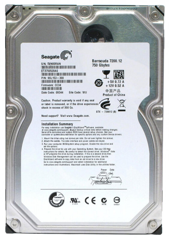 Жесткий диск Seagate ST3750528AS 750Gb SATAII 3,5" HDD