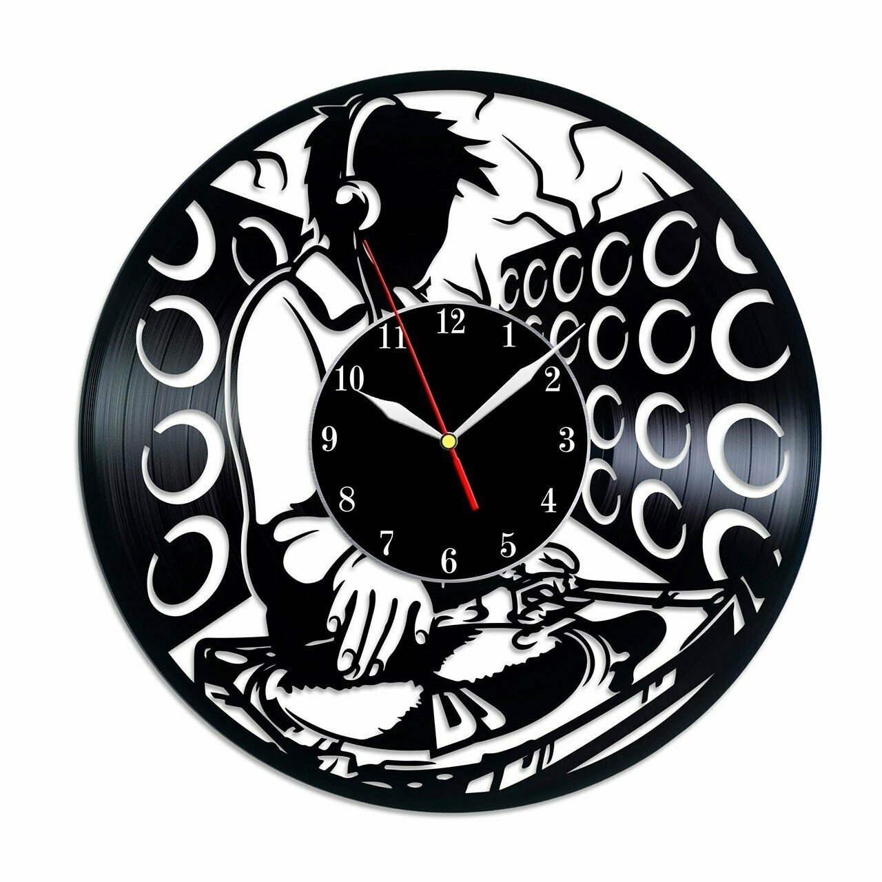 Часы из виниловой пластинки (c) VinylLab DJ, диаметр 30 см, оригинал