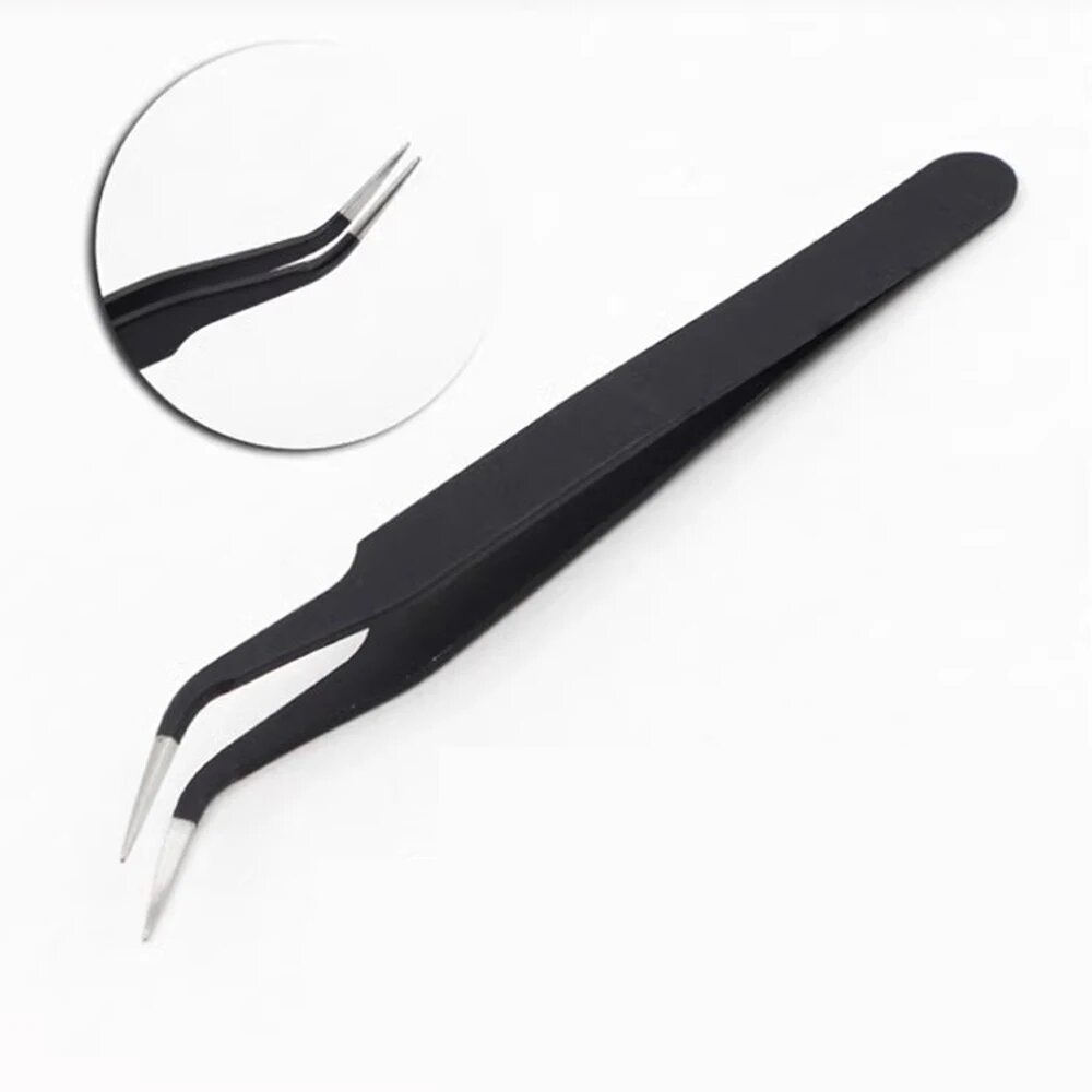 Пинцет для наращивания ресниц, черный, L Tweezer