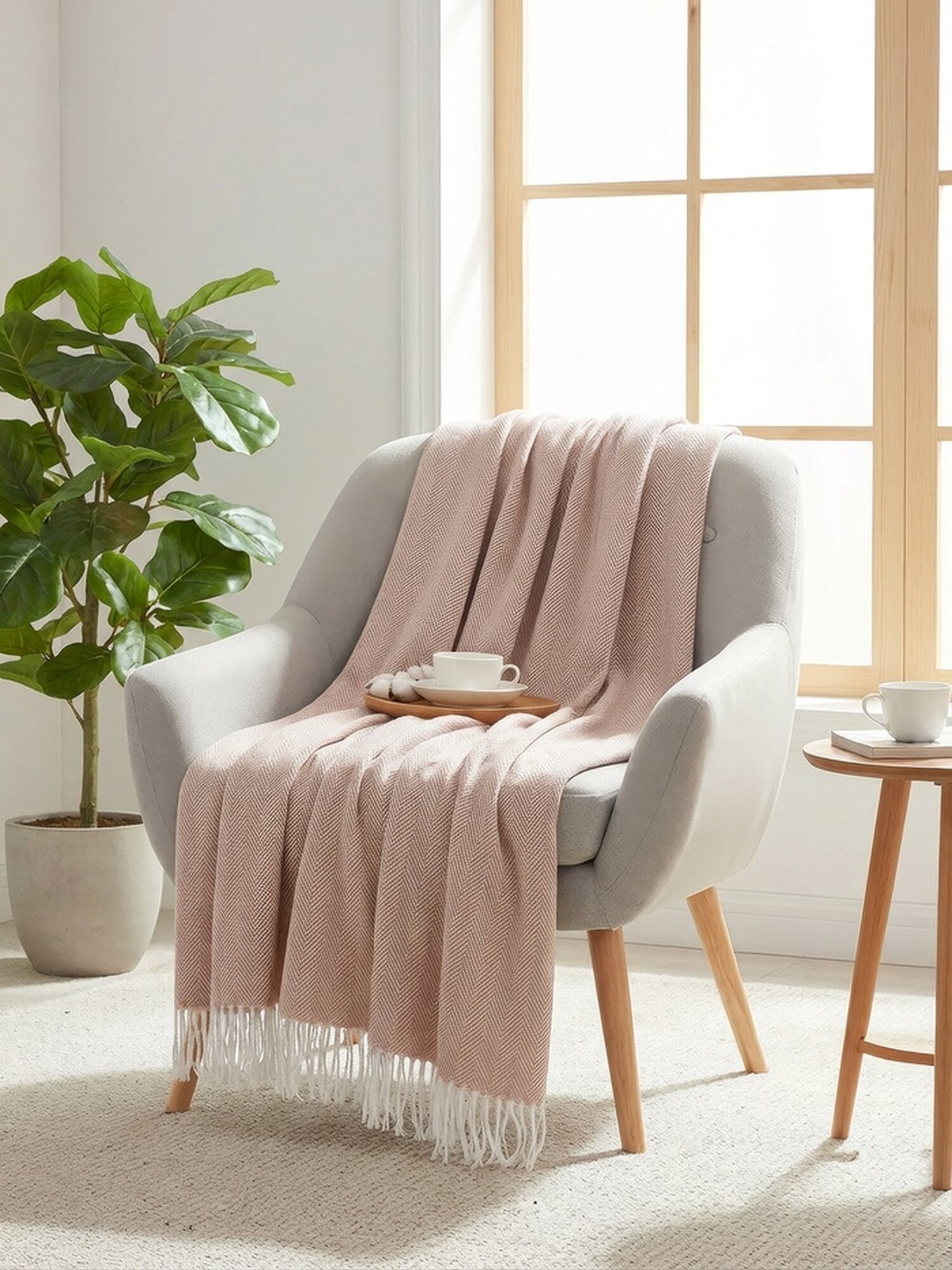 Плед VLADI home «Милан» с бахрамой 150×200 см, цвет белый/бежевый