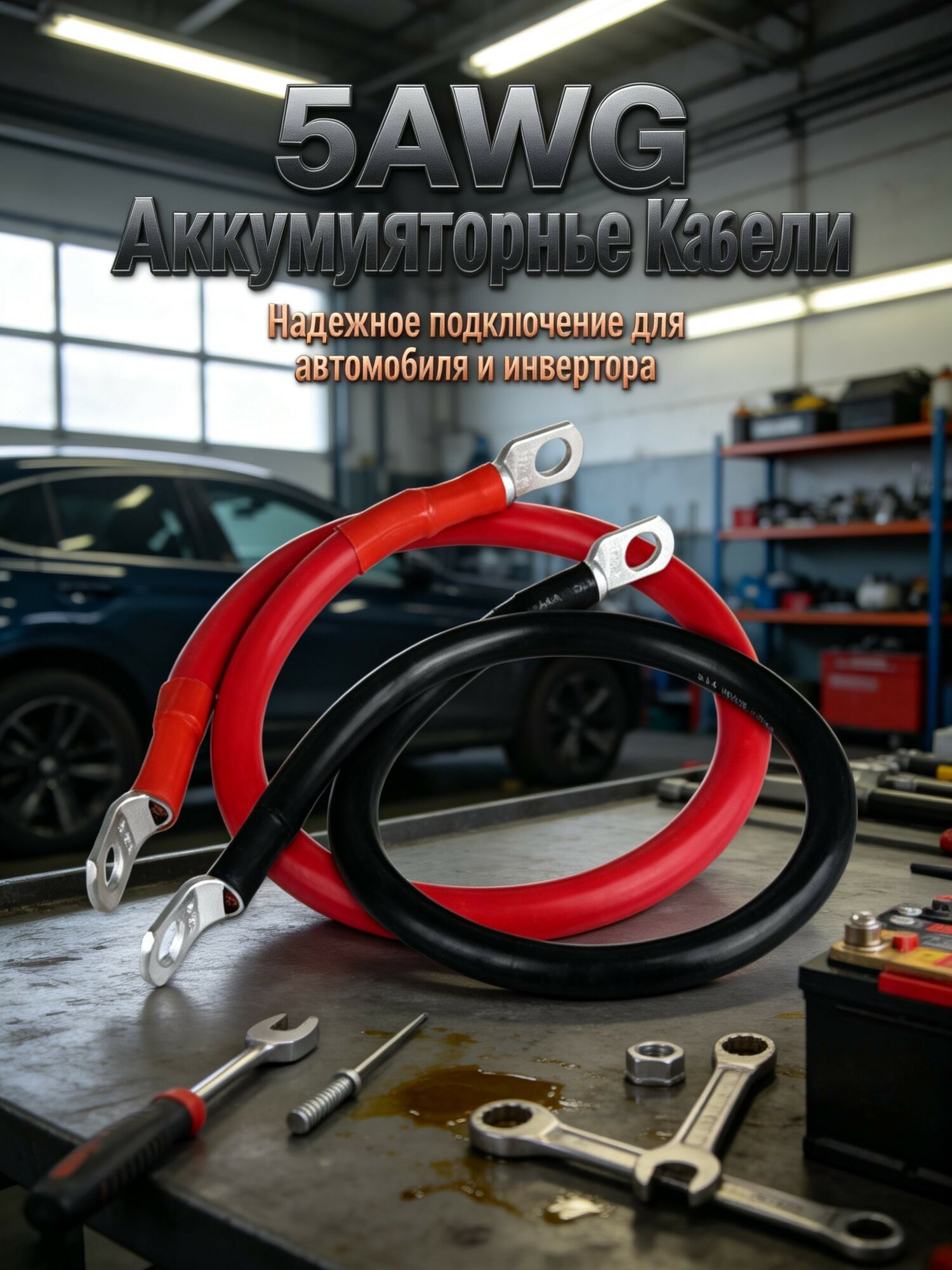 5AWG аккумуляторный медный провод для подключения питания, 12В 50 см с положительным и отрицательным выводом для автомобиля и солнечного инвертора