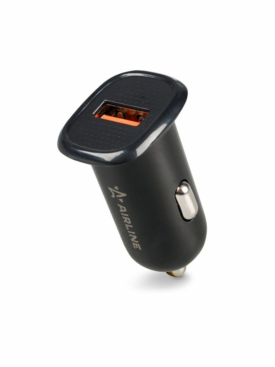 Автомобильная зарядка в прикуриватель компактная 1хUSB-A, быстрая зарядка QC3.0, 12/24В AIRLINE AEAK018