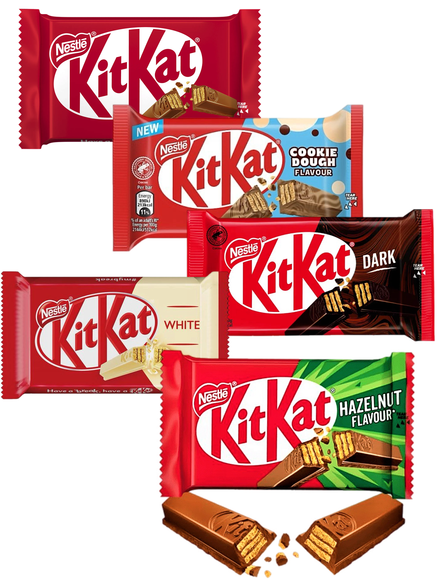 Набор KitKat 4 Fingers Cookie Dough /Кит Кат Шоколадная плитка, ассорти 41,5г х 5 шт