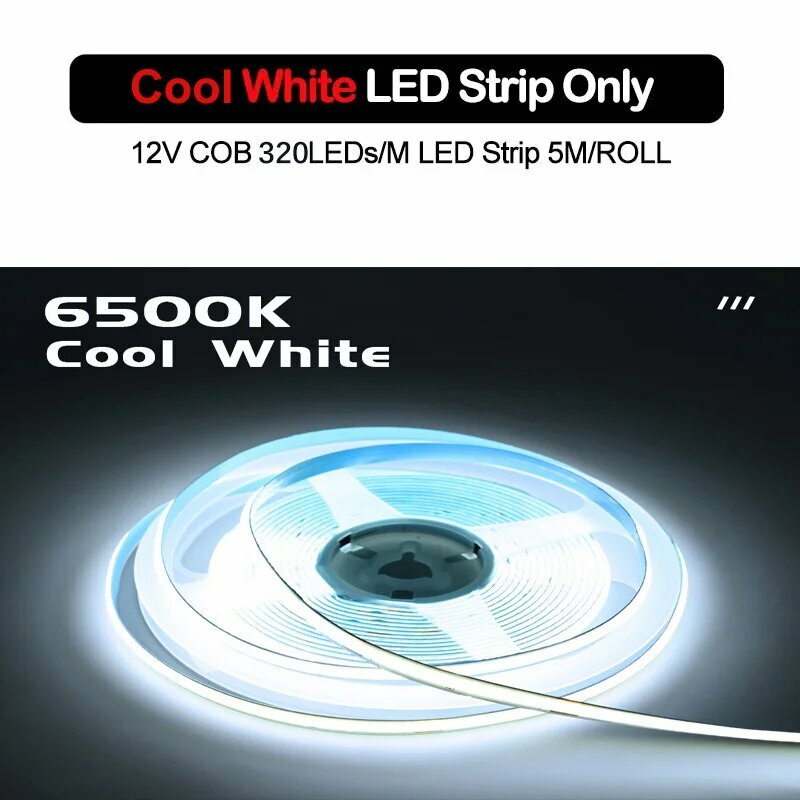 Cool White COB LED Strip 6500K 5m