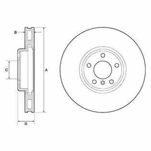 Диск тормозной Delphi BG9155C для BMW 5 серия F07, F10, F11, 6 серия F06, F12, F13, 7 серия