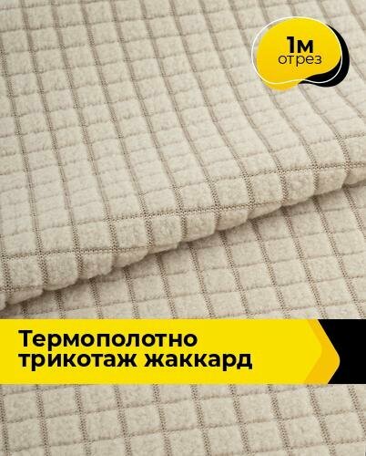 Ткань Термополотно трикотаж жаккард для шитья одежды и рукоделия, отрез 1 м*150 см, цвет бежевый