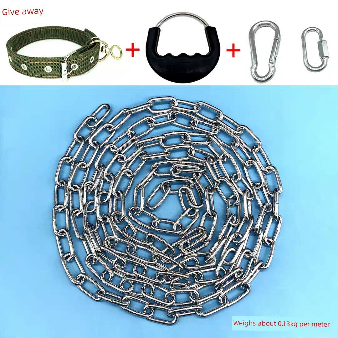 Оцинкованный железный цепной поводок-ошейник с защитой от укусов для собак мелких, средних и крупных пород, подходит