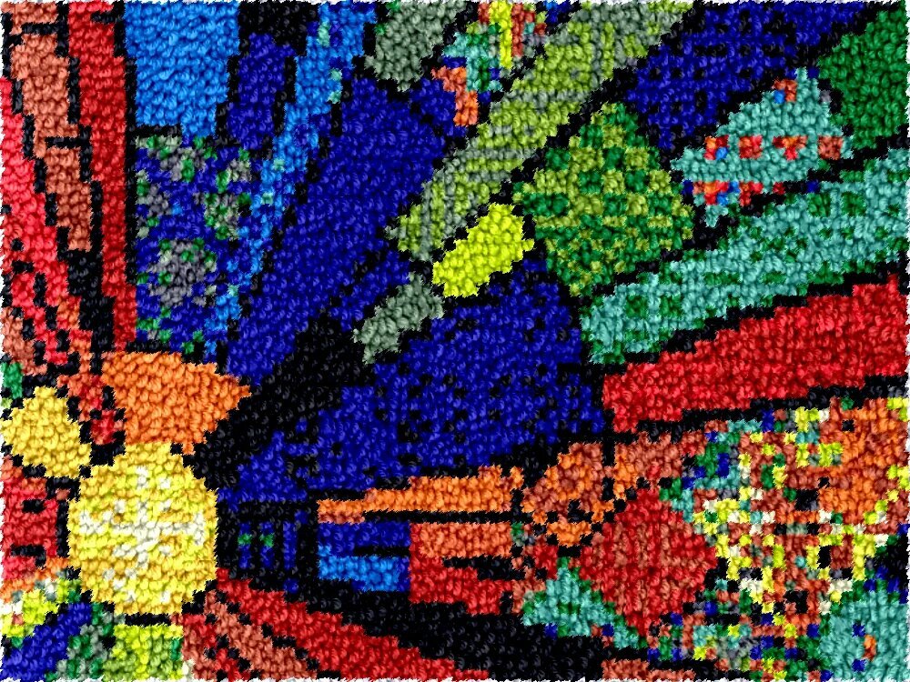 Набор для ковровой вышивки "Тигры", меланжевая ткань Желтый