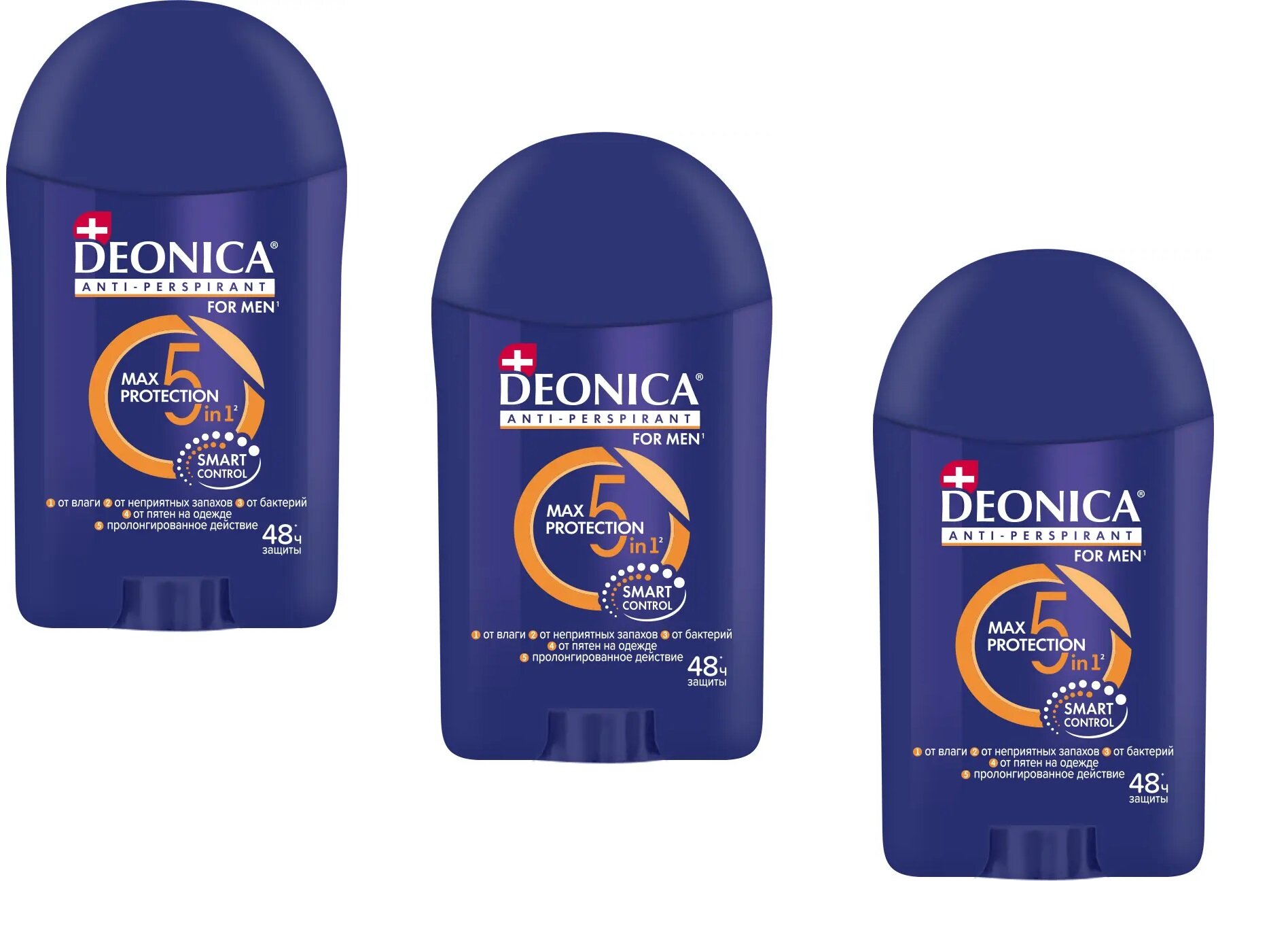 Дезодорант Deonica For Men для тела Антиперспирант-стик 5Protection, 40мл 3шт