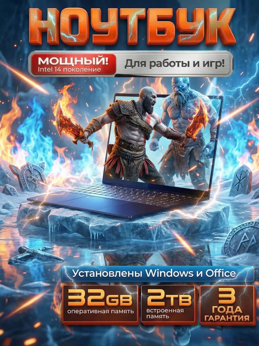 Ноутбук Intel Core i9-14900HX, 32GB RAM, 2048GB SSD, 2026 + Windows, Office