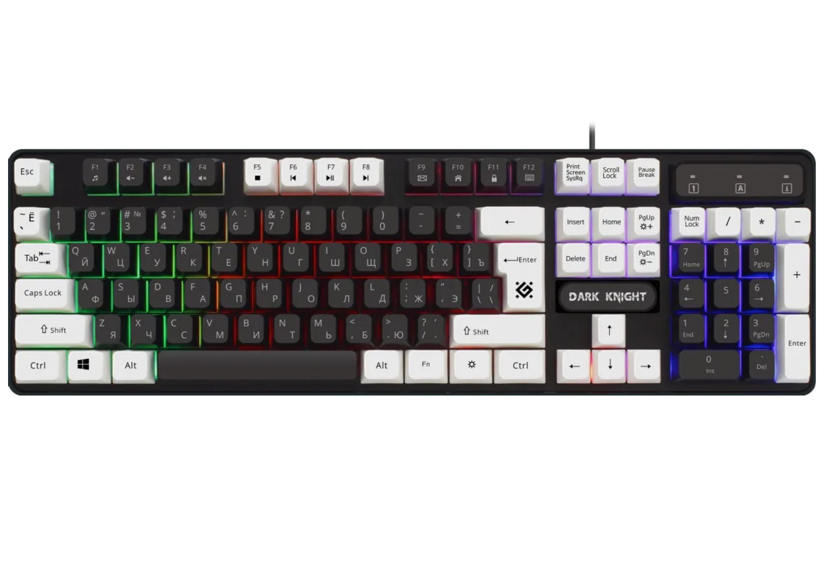 Клавиатура Defender Dark Knight GK-077, проводная, USB, мембранная, черный/белый