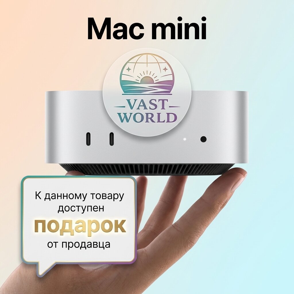 Настольный компьютер Apple Mac mini, 2024 (M4 Pro 12-Core, GPU 16-Core, 24GB, 512GB), Серебристый Silver (MCX44)