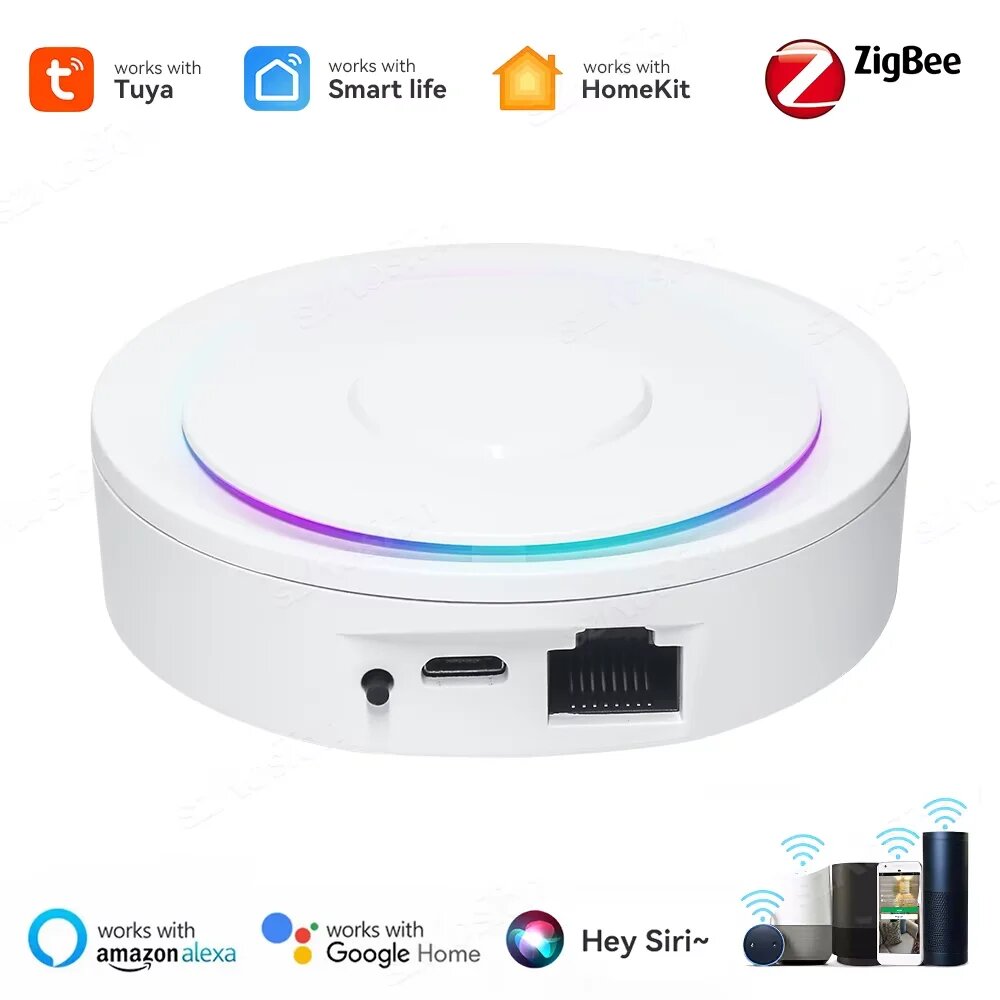 Шлюз умного дома Tuya ZigBee 3.0 Smart Gateway Hub Multi-Mode мост умного дома WIFI Bluetooth приложение беспроводное дистанционное управление для Alexa Google Home-HomeKit Zigbee Hub