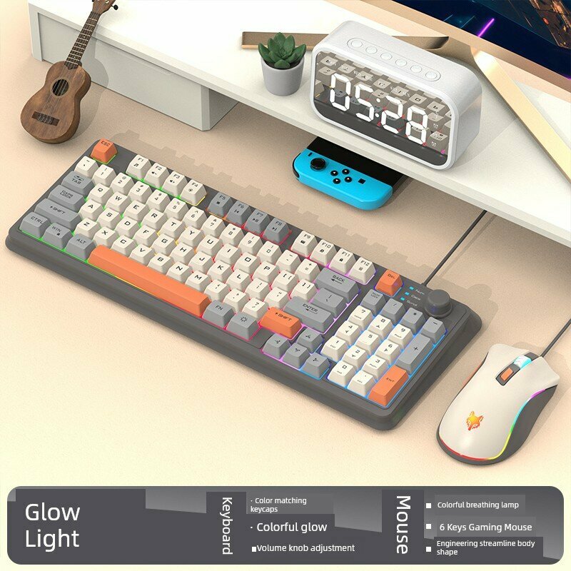Комплект проводной USB-клавиатуры и мыши Xuanyinghu K820 для игр, киберспорта, ноутбуков, домашнего использования, с механическим ощущением Набор с мерцанием K820[клавиатура+мышь]Тип ручки