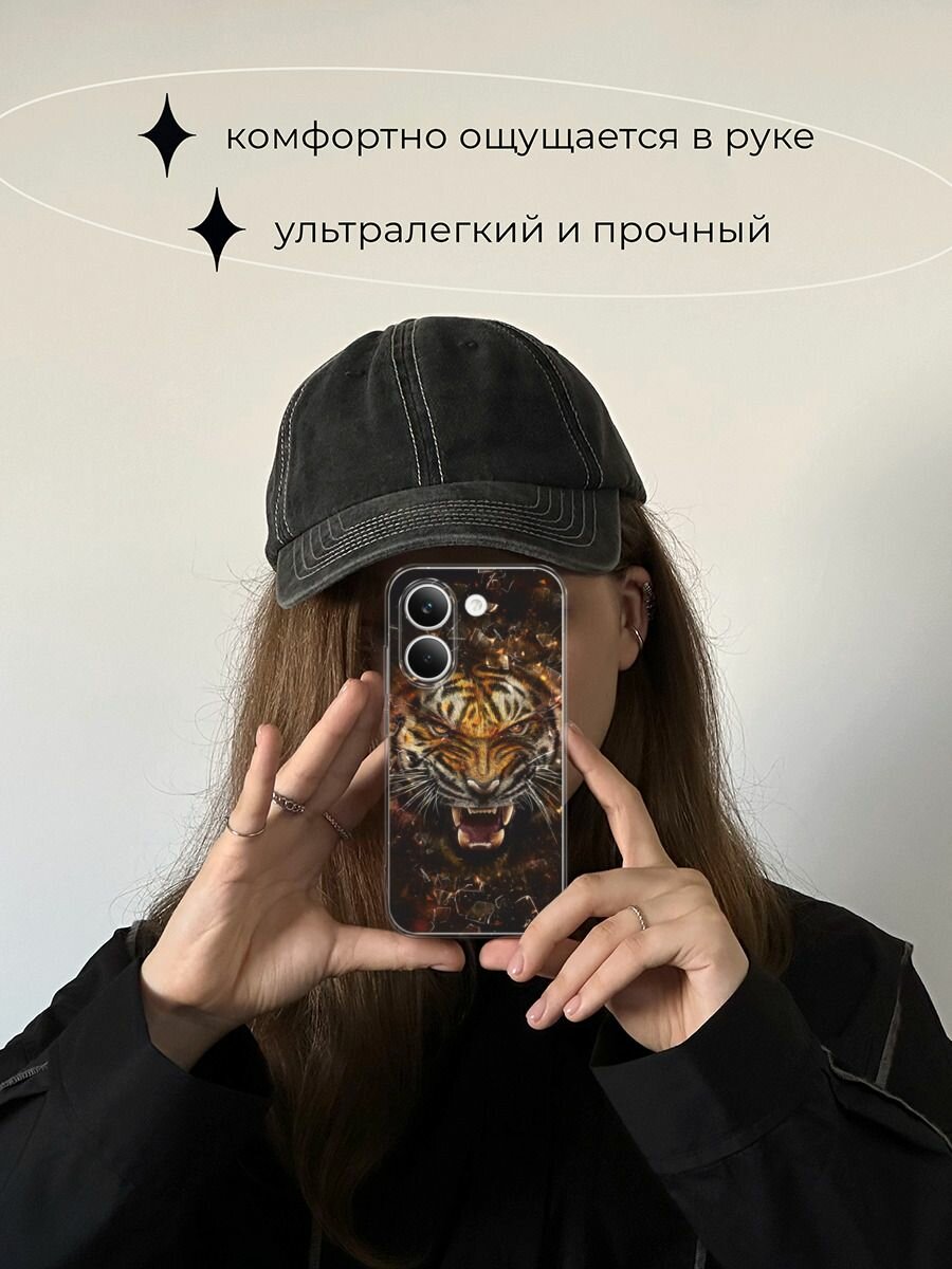 Силиконовый чехол на Poco X8 Pro / Поко X8 Про с принтом Тигр осколки — фото 1