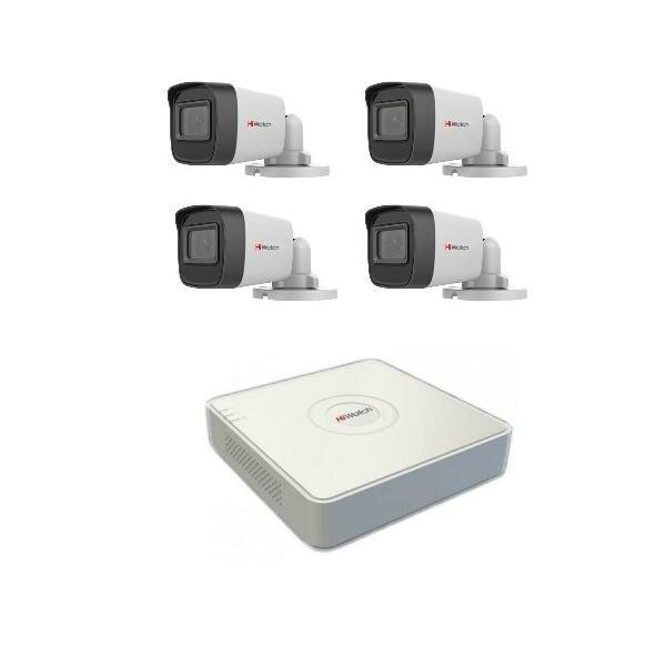 Комплект IP видеонаблюдения Hiwatch 4Мп, DS-N204(C)+IPC-B040(2,8)