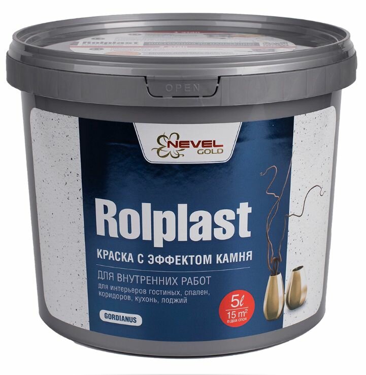 Краска с эффектом камня Nevel Gold Rolplast 5 кг белый