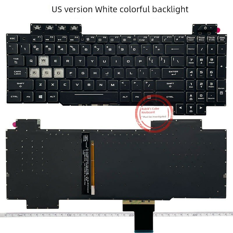 Клавиатура для ASUS FX80GE FX95 FX86 FX86S FX86F FX505 FX505G FX705 с белыми буквами и радужной подсветкой