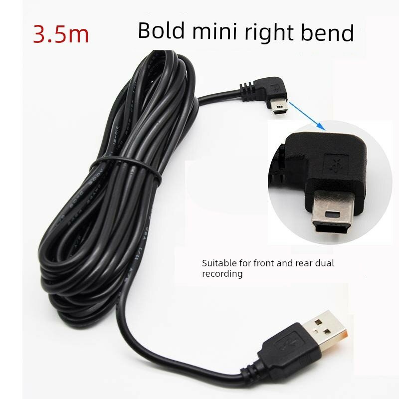 MINI Правый Угол USB Кабель Питания для Автомобильного Навигатора, 3.5 м Длина, Прочность для Dash Cams и Навигации