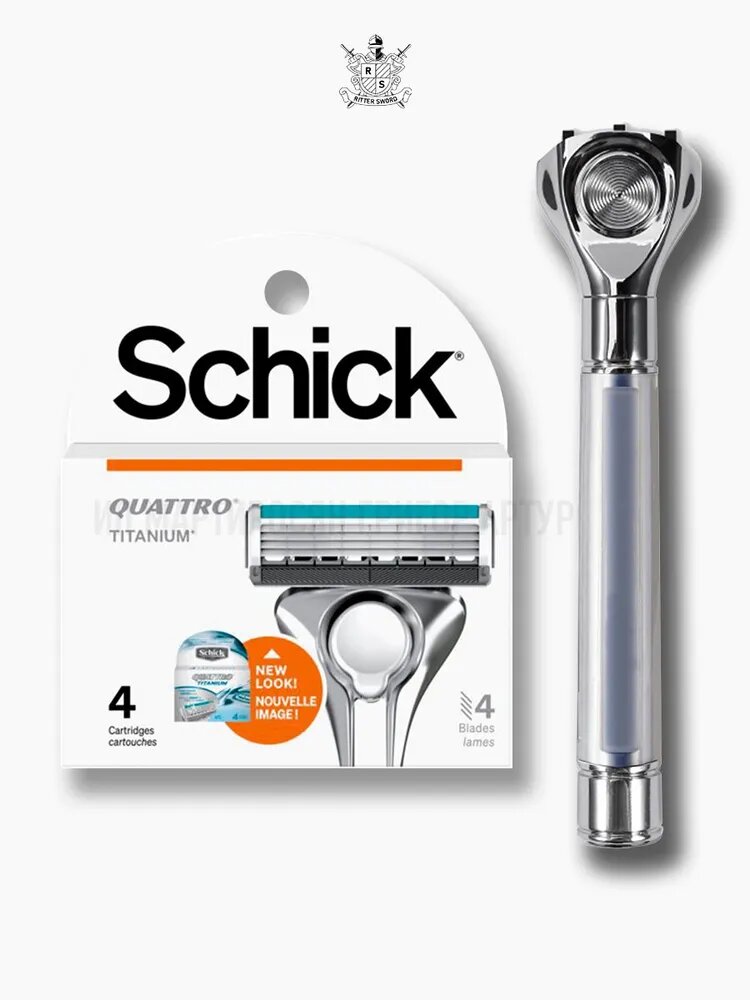 Wilkinson Sword Quattro Schick 4 сменные кассеты станок Vintage White Edition
