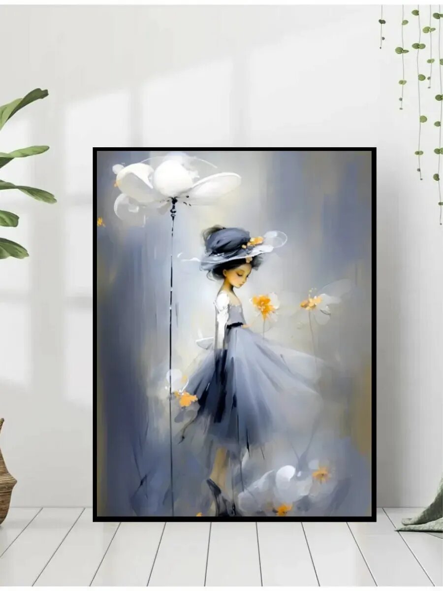 Картина "Дюймовочка", на холсте, 28 см x 35 см, с креплением, цифровая печать