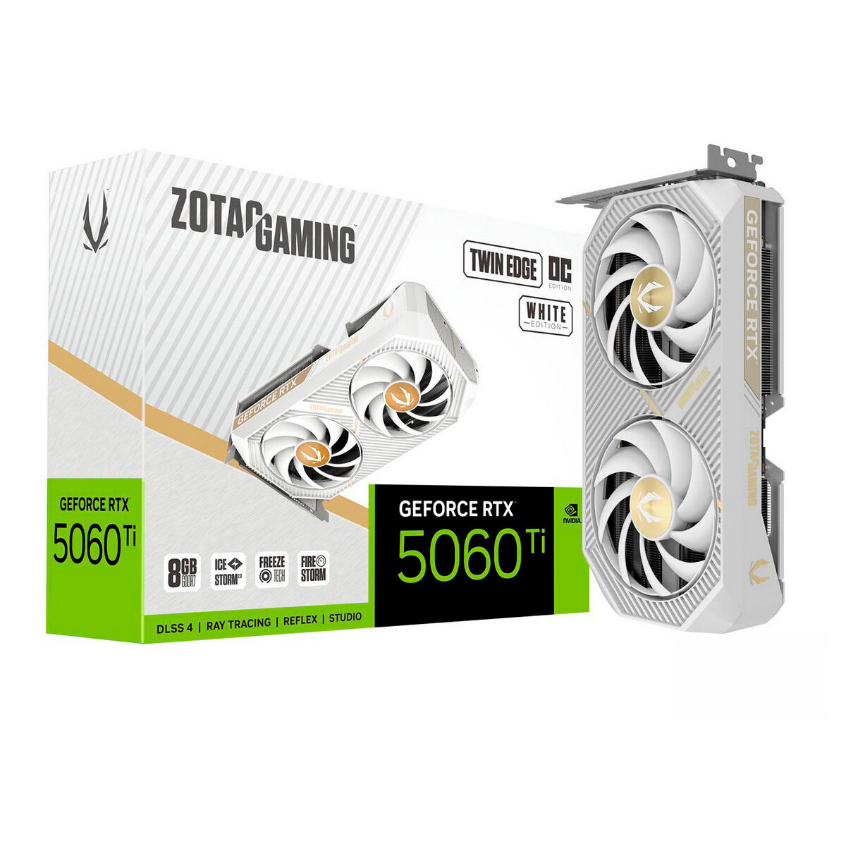 Видеокарта Zotac GeForce RTX 5060 Ti 8 ГБ (RTX5060Ti TWIN EDGE OC WHITE ED), RTL