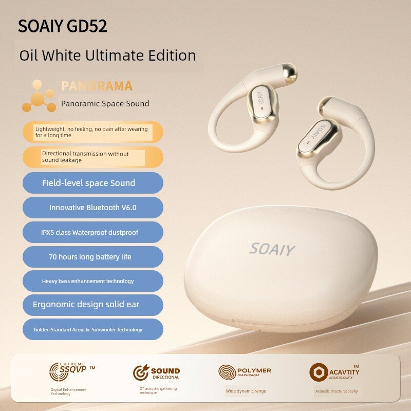 Беспроводные наушники SOAIY GD52 с костной проводимостью Open-Ear дизайн 2025 модель легкий комфорт