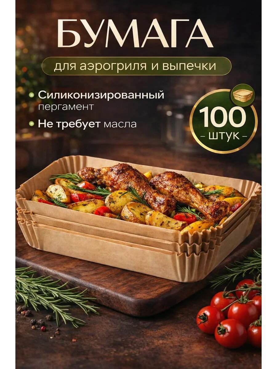 Пергаментные формы, для аэрогриля, 22×14×4,5см, антипригарные, 100шт