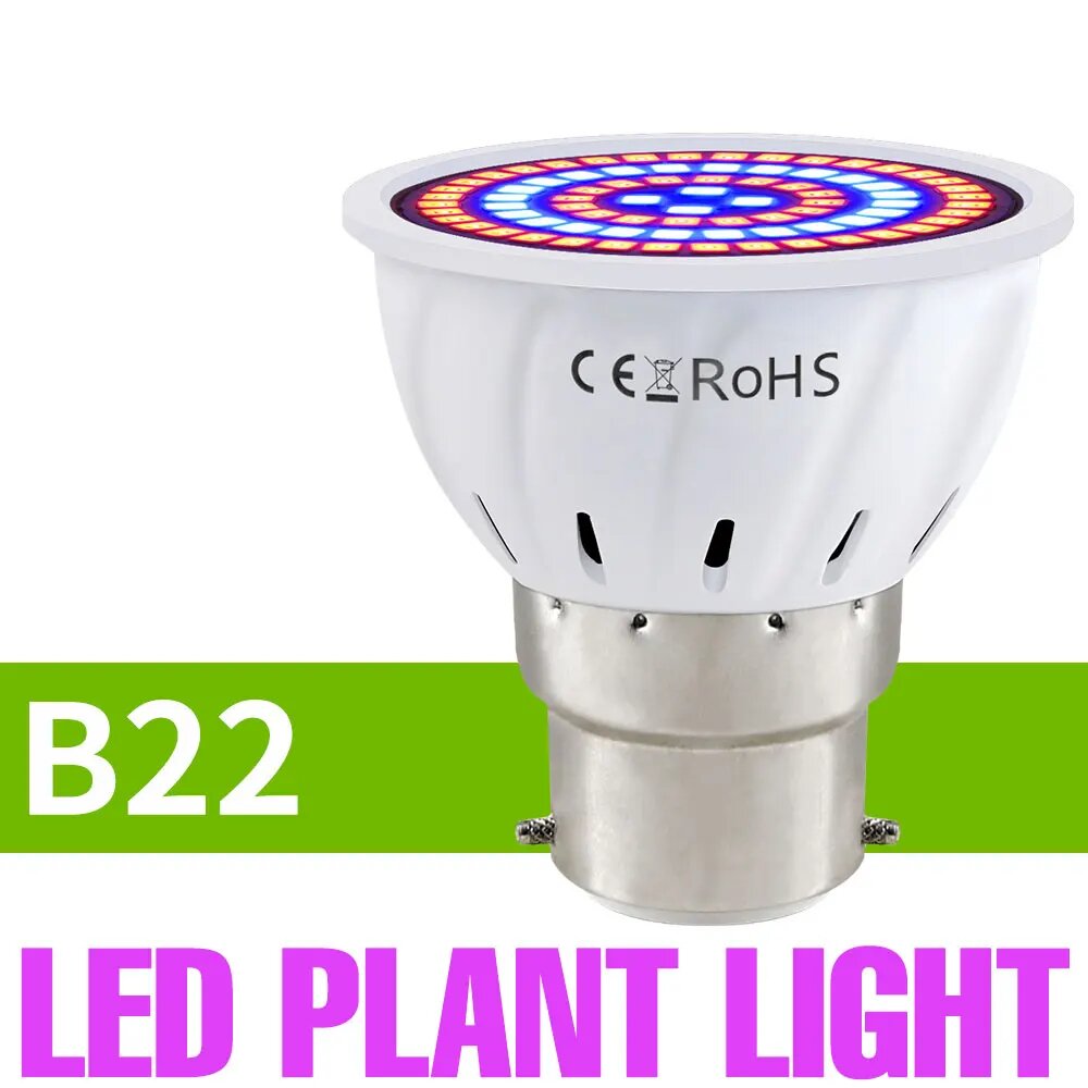 Светодиодная лампа для растений B22, 9W, 80LEDs, Red Blue